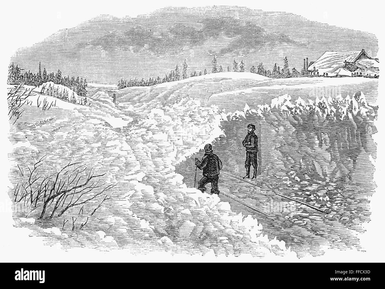 CANADA: SNOW ON RAILS, 1870. /nAttempting to manually clear the tracks ...