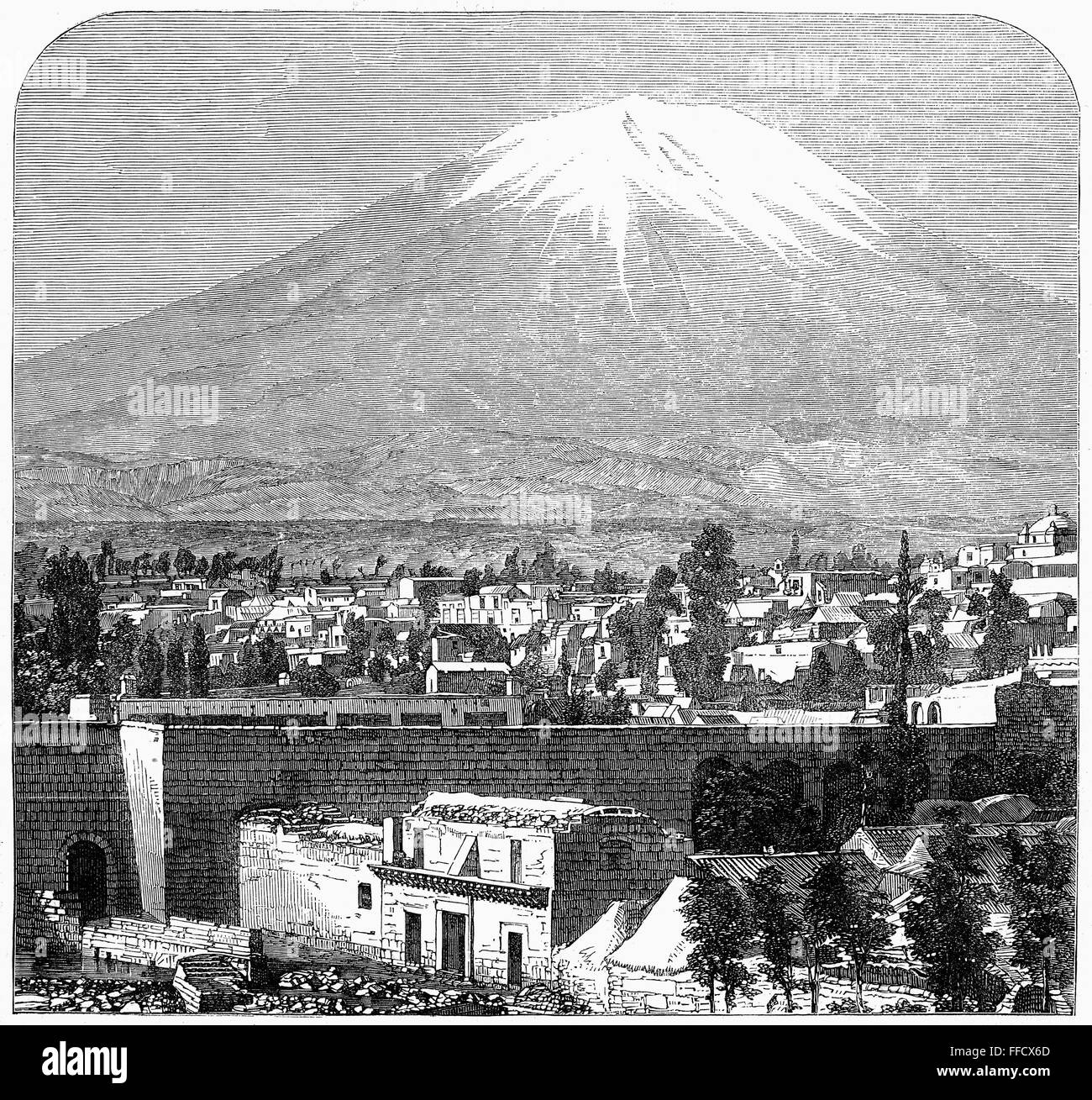 PERU: VOLCANO, 1863. /nView of the volcano 'El Misti,' from Arequipa ...