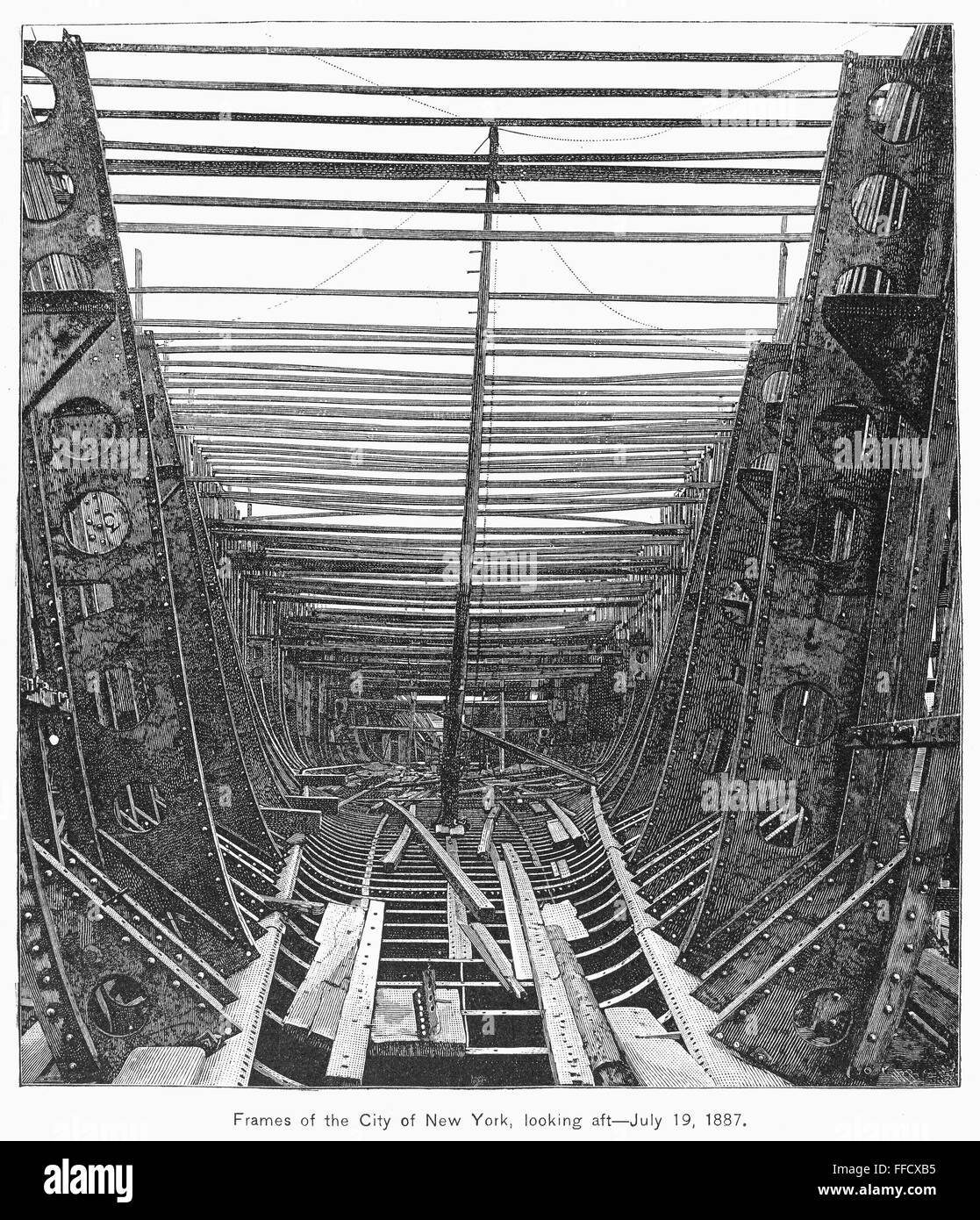 PASSENGER SHIP FRAME, 1887. /nFrame of the English liner 'The City of ...
