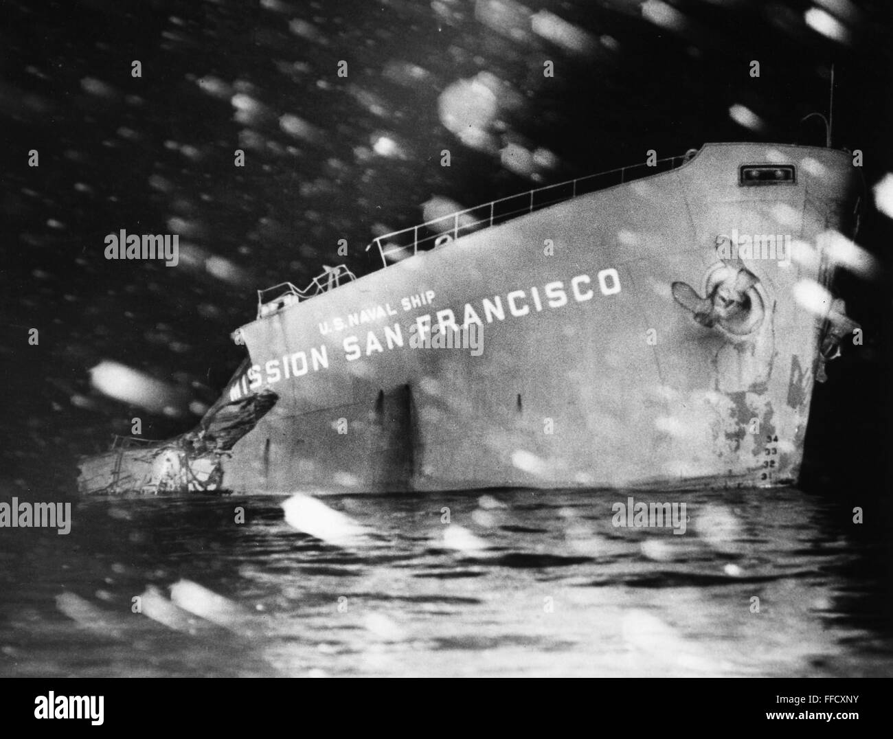 NAVY TANKER EXPLOSION, 1957. /nThe navy tanker, USS Mission San ...