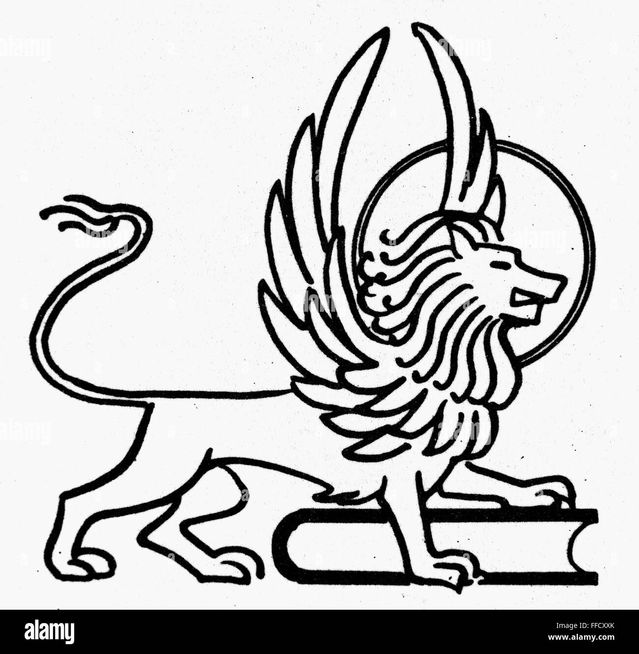 SAINT MARK. /nA winged lion and book, the symbol of Saint Mark. Line ...