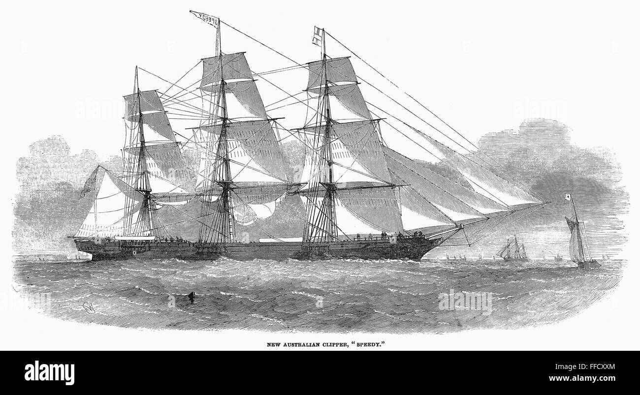 CLIPPER SHIP, 1853. /nThe Australian clipper 'Speedy.' Wood engraving ...