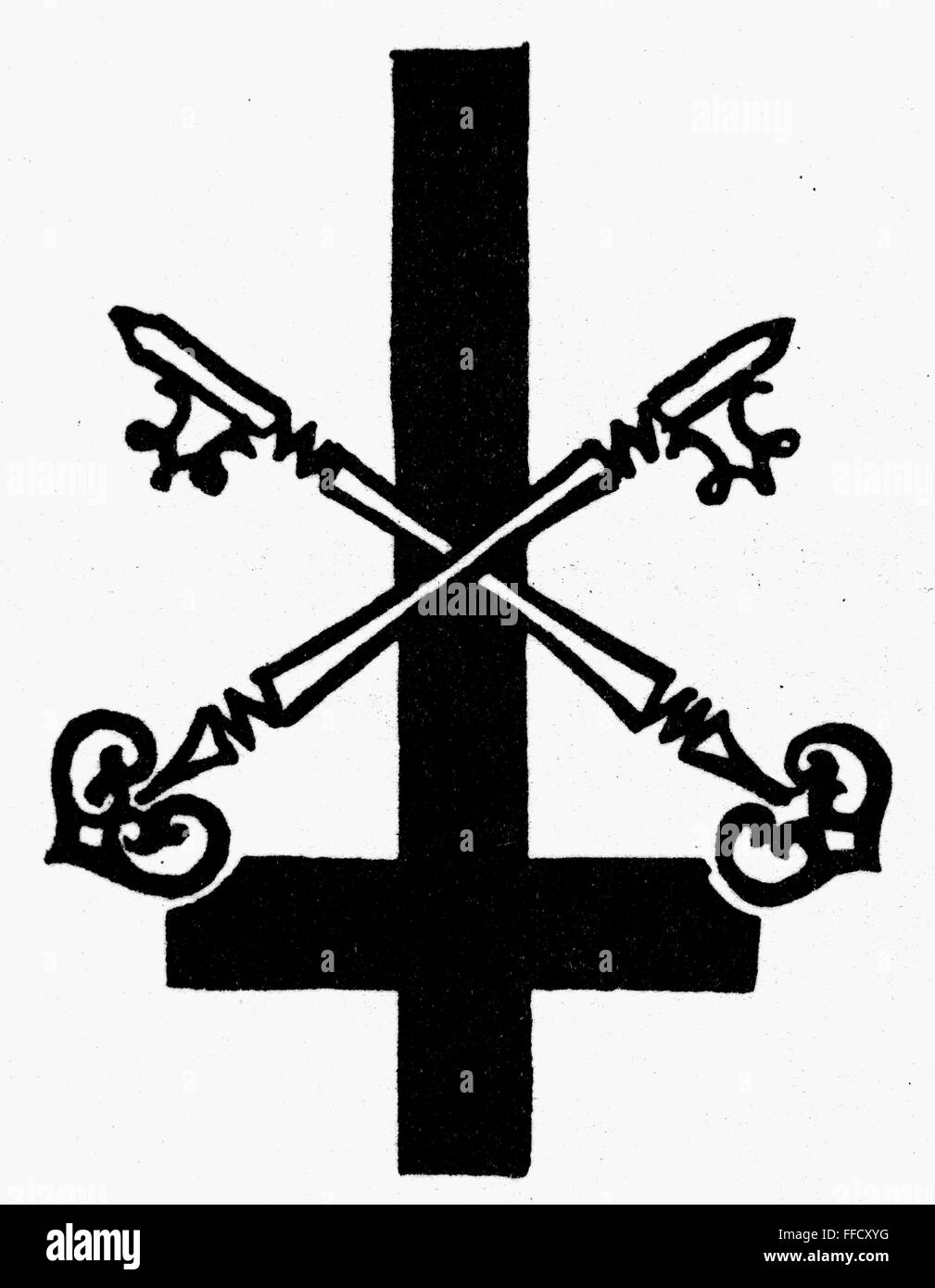 SAINT PETER. /nInverted cross and keys, symbol of Saint Peter Stock ...