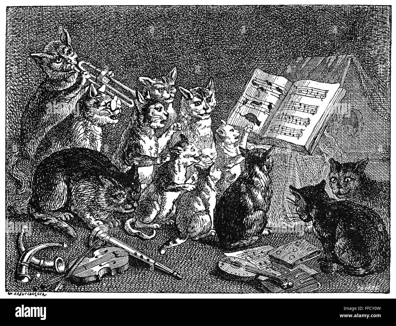 BREUGHEL: CONCERT OF CATS. /nLine engraving, 19th century, after Peter ...