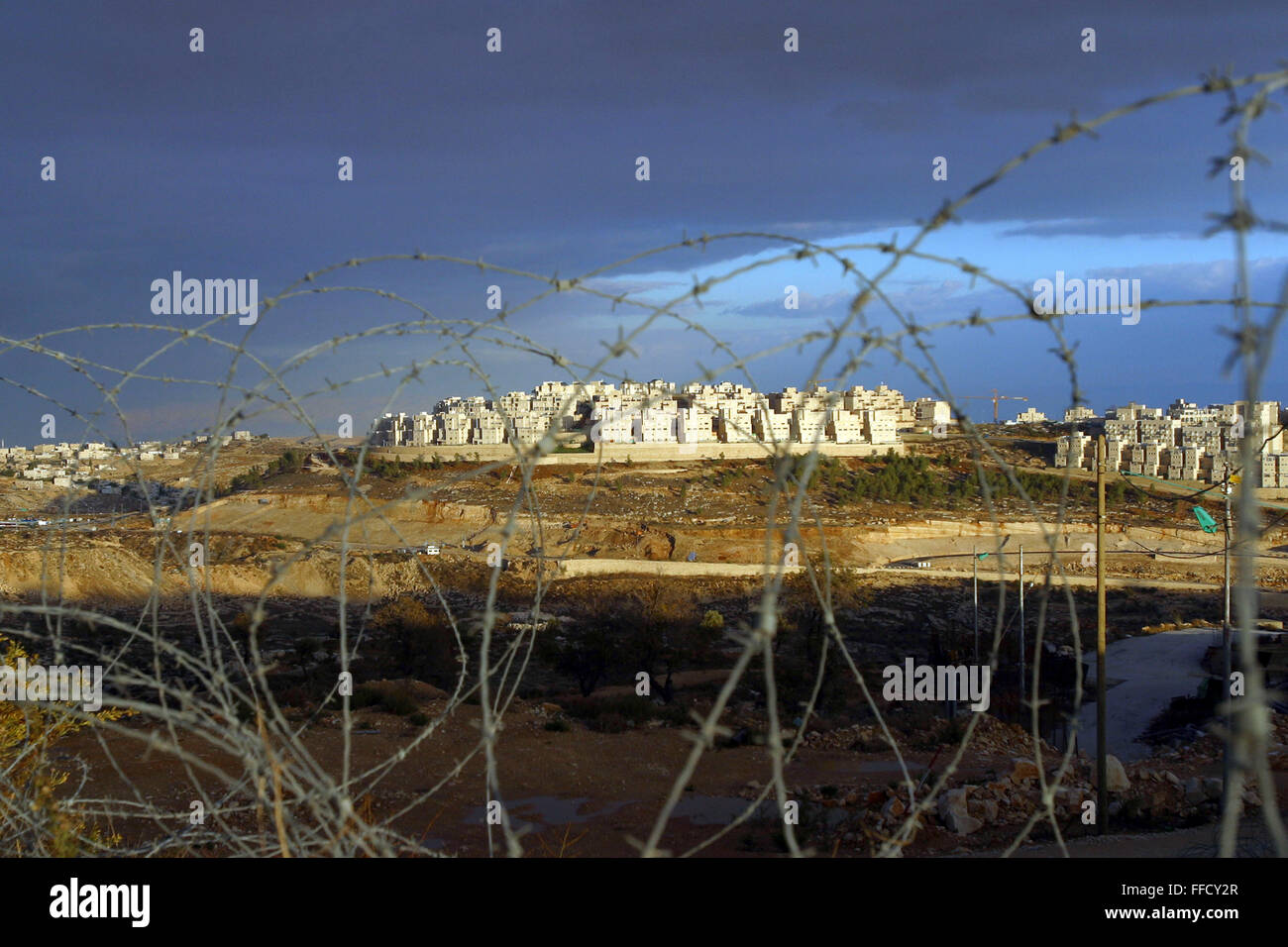A Jewish settlement in Palestine. Looking at it through a barbed wire ...