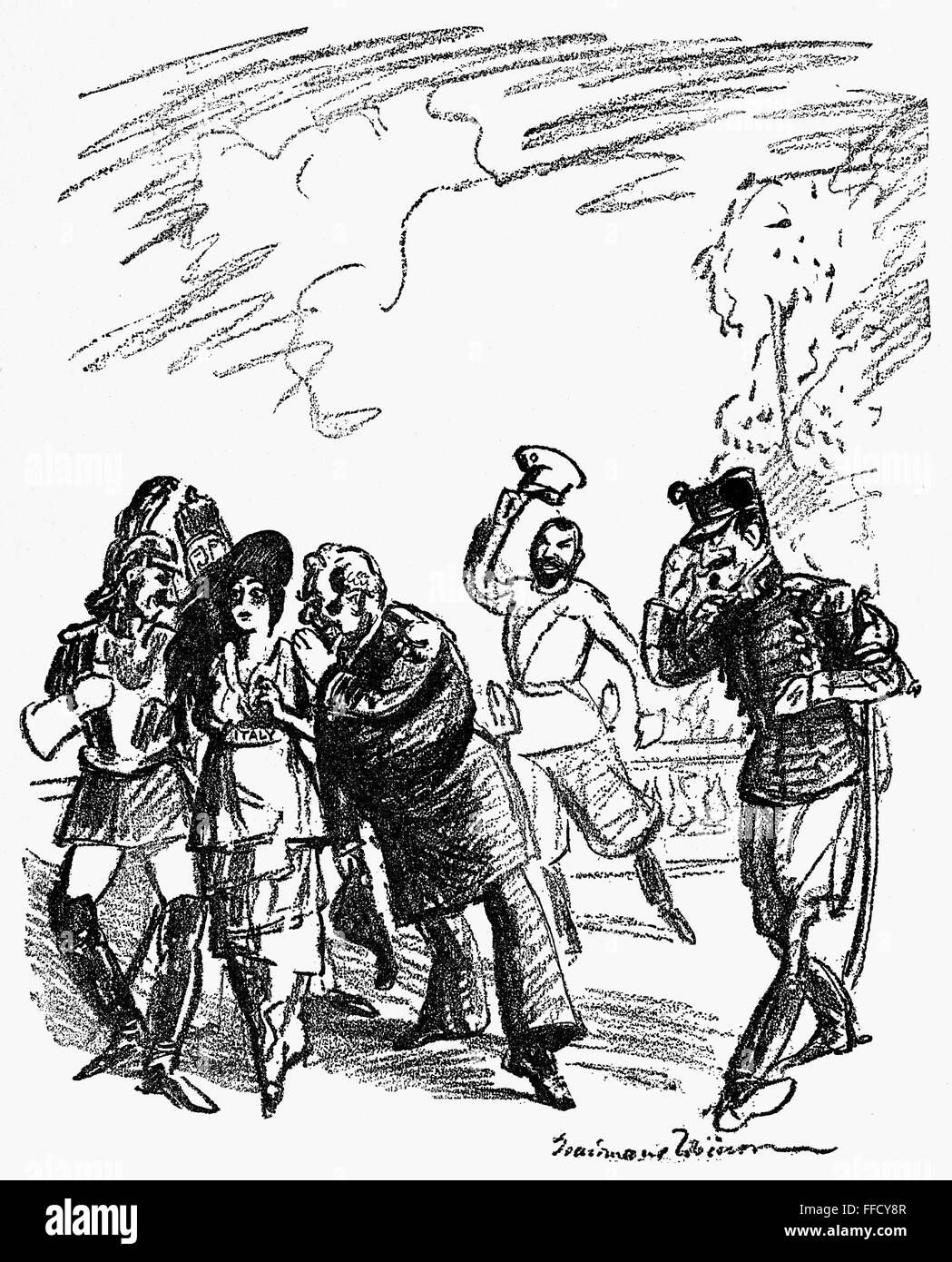 WORLD WAR I: CARTOON, 1914. /n'The mashers.' The Allied and Central ...