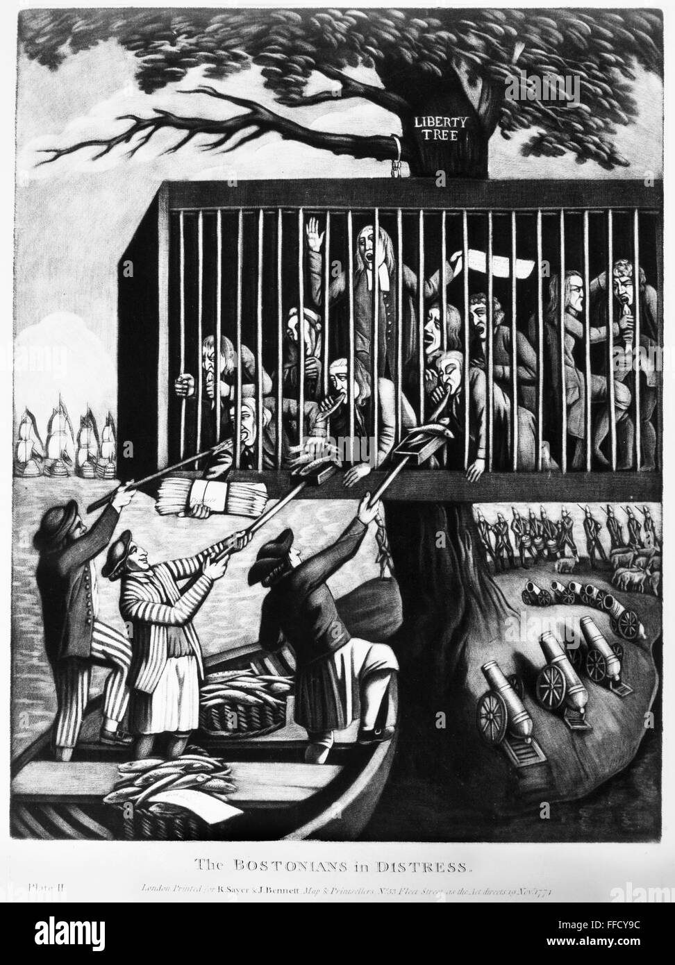 THE BOSTONIANS IN DISTRESS. /nA British cartoon sympathizing with ...