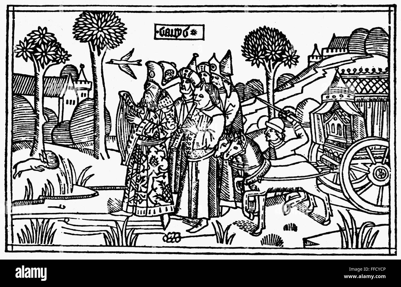ARK OF THE COVENANT. /nDavid leading the procession before the cart ...