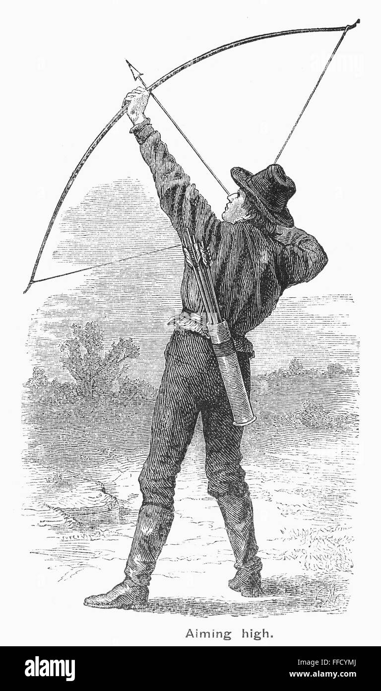 ARCHERY, 1880s. /n'Aiming high.' Wood engraving, English, 1880s Stock ...
