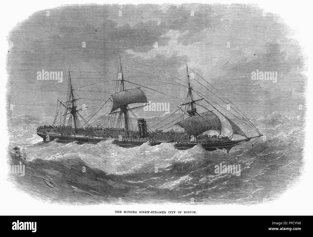 SCREW STEAMSHIP, 1870. /n'The Missing Screw-Steamer "City of Boston ...