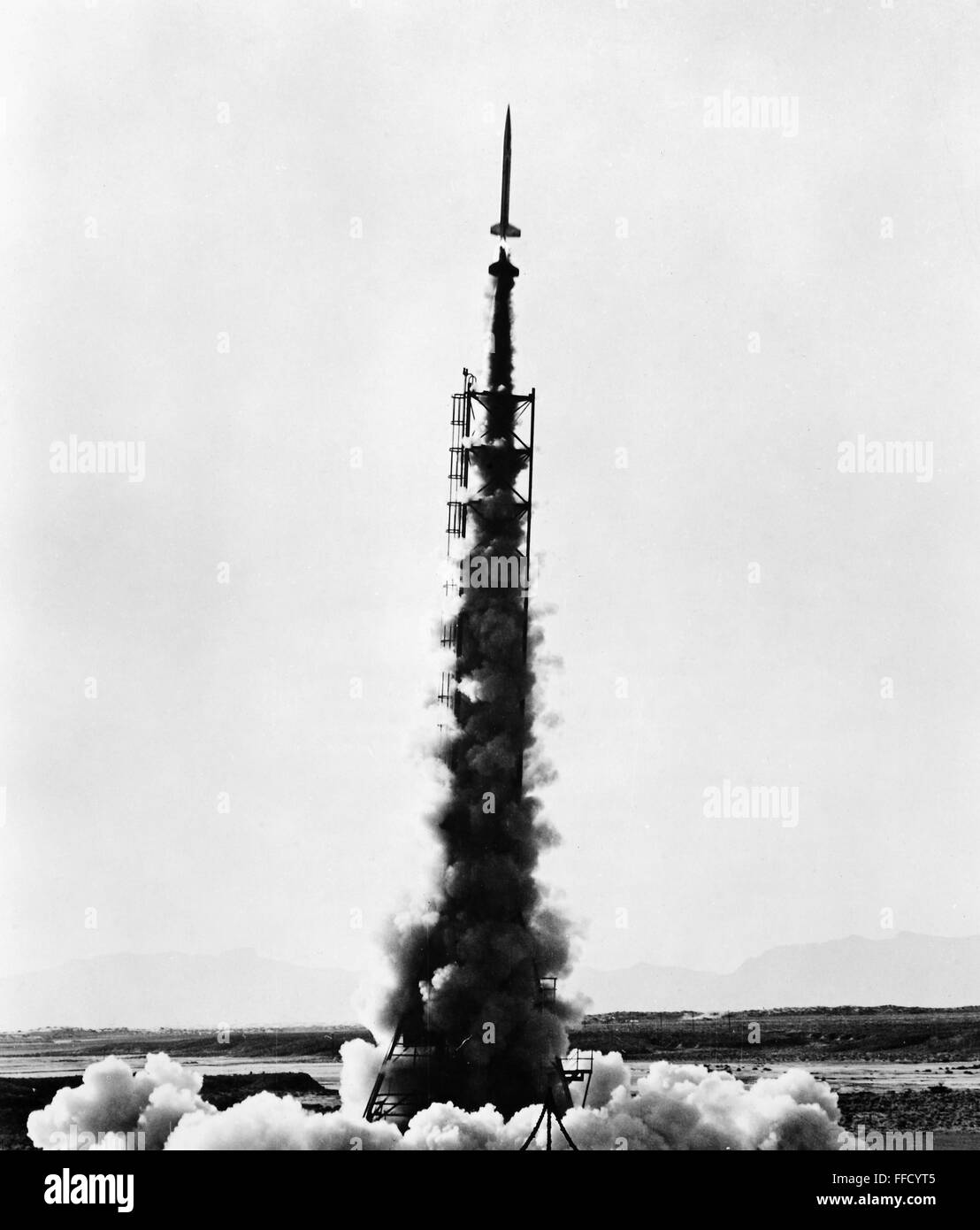MISSILE TEST LAUNCH, 1949. /nTest launch of a U.S. Air Force 'Aerobee ...