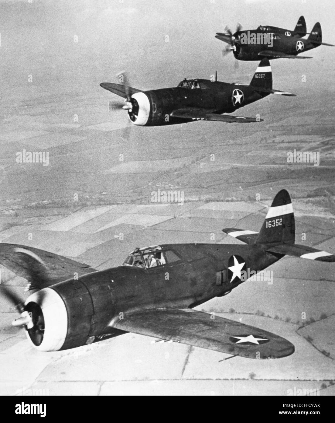 WORLD WAR II: THUNDERBOLT. /nA squadron of Republic P-47 Thunderbolts ...