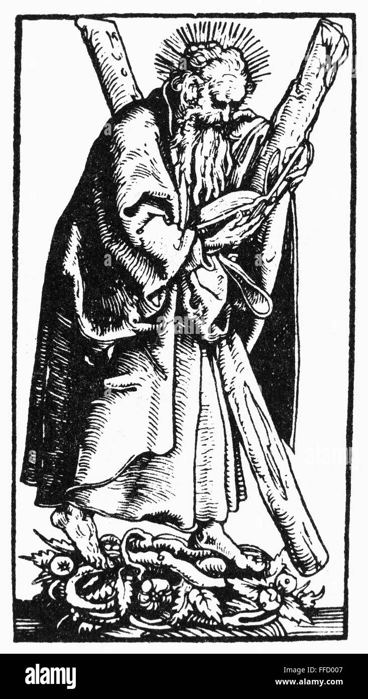 SAINT ANDREW. /nPatron saint of Scotland. Woodcut Stock Photo - Alamy