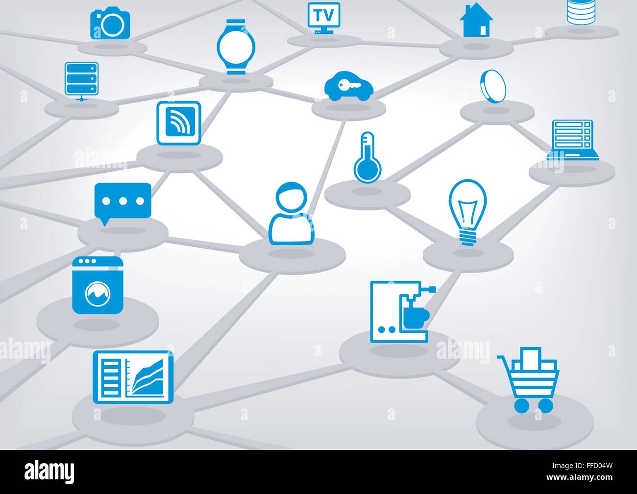 Internet of Things, vector illustration with connected devices. Light ...