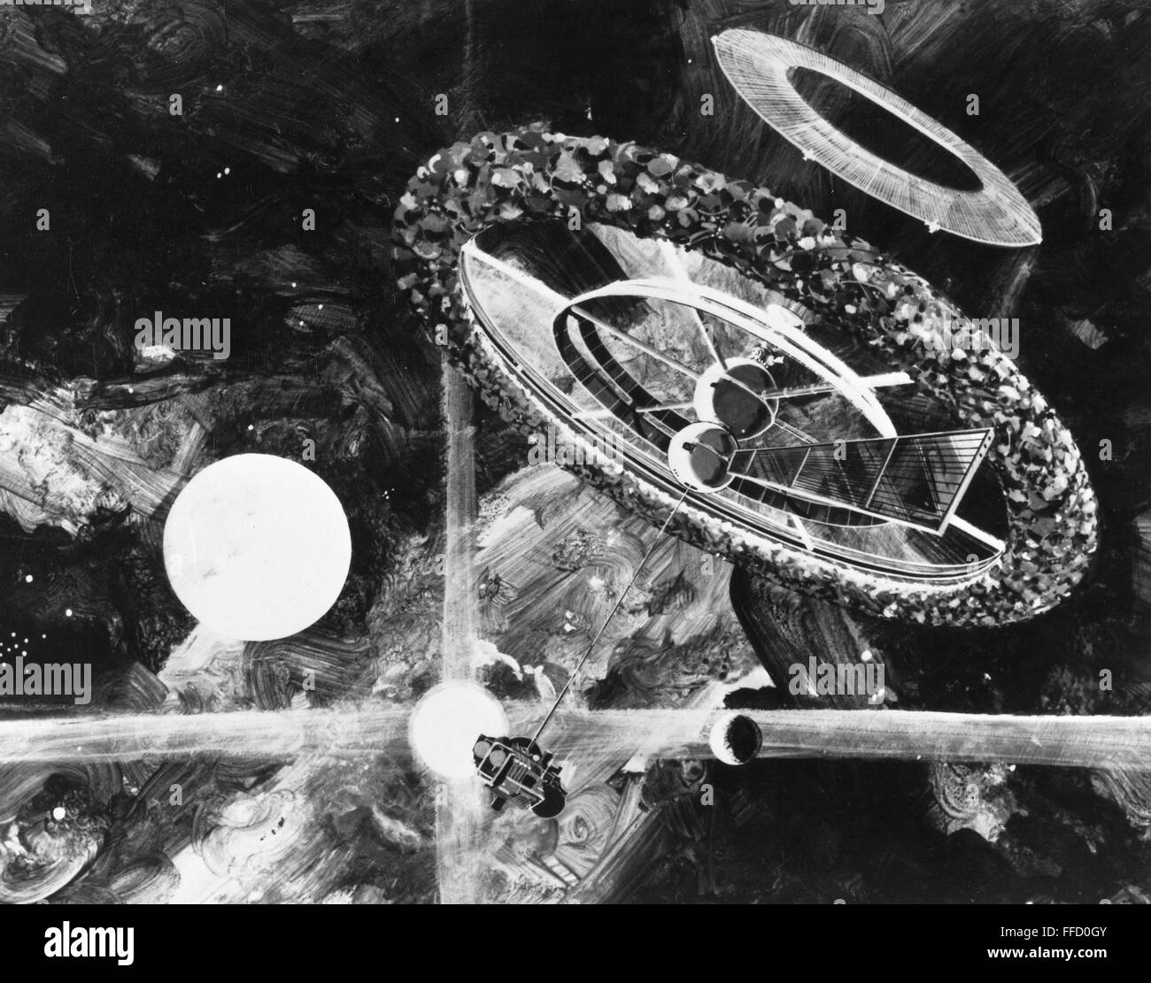 SPACE COLONY, 1975. /nConceptual illustration of a 10,000 inhabitant ...