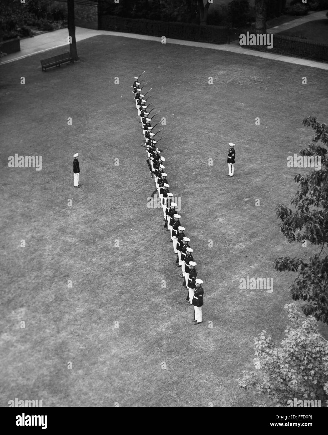 U.S. MARINES IN FORMATION. /nThe 24-man drill team from Marine Barracks ...