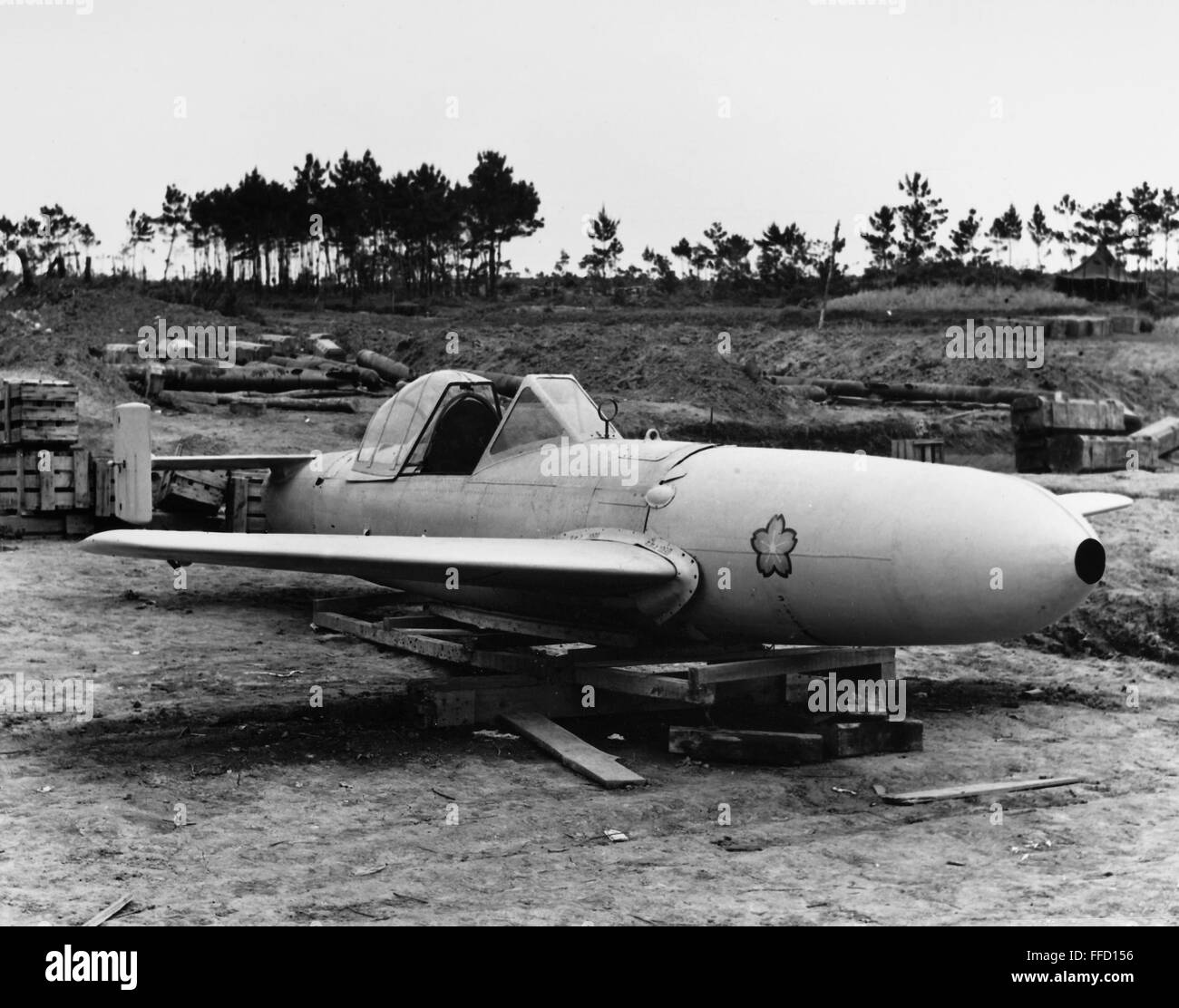 WORLD WAR II: KAMIKAZE. /nJapanese Baka plane at an Okinawa airfield ...