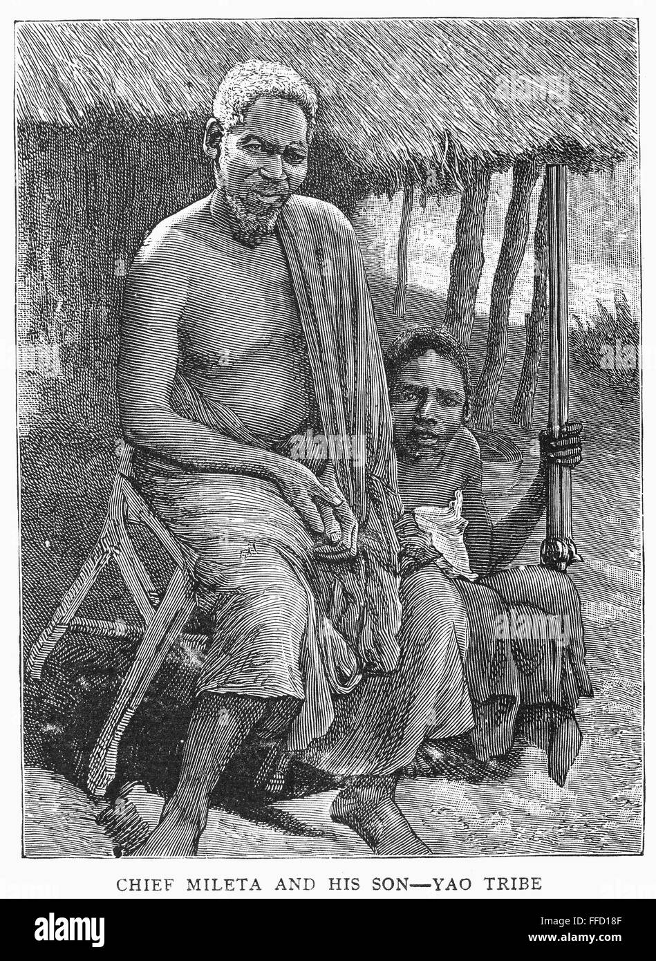 AFRICA: YAO CHIEF, 1889. /nChief Mileta of the Yao and his son ...