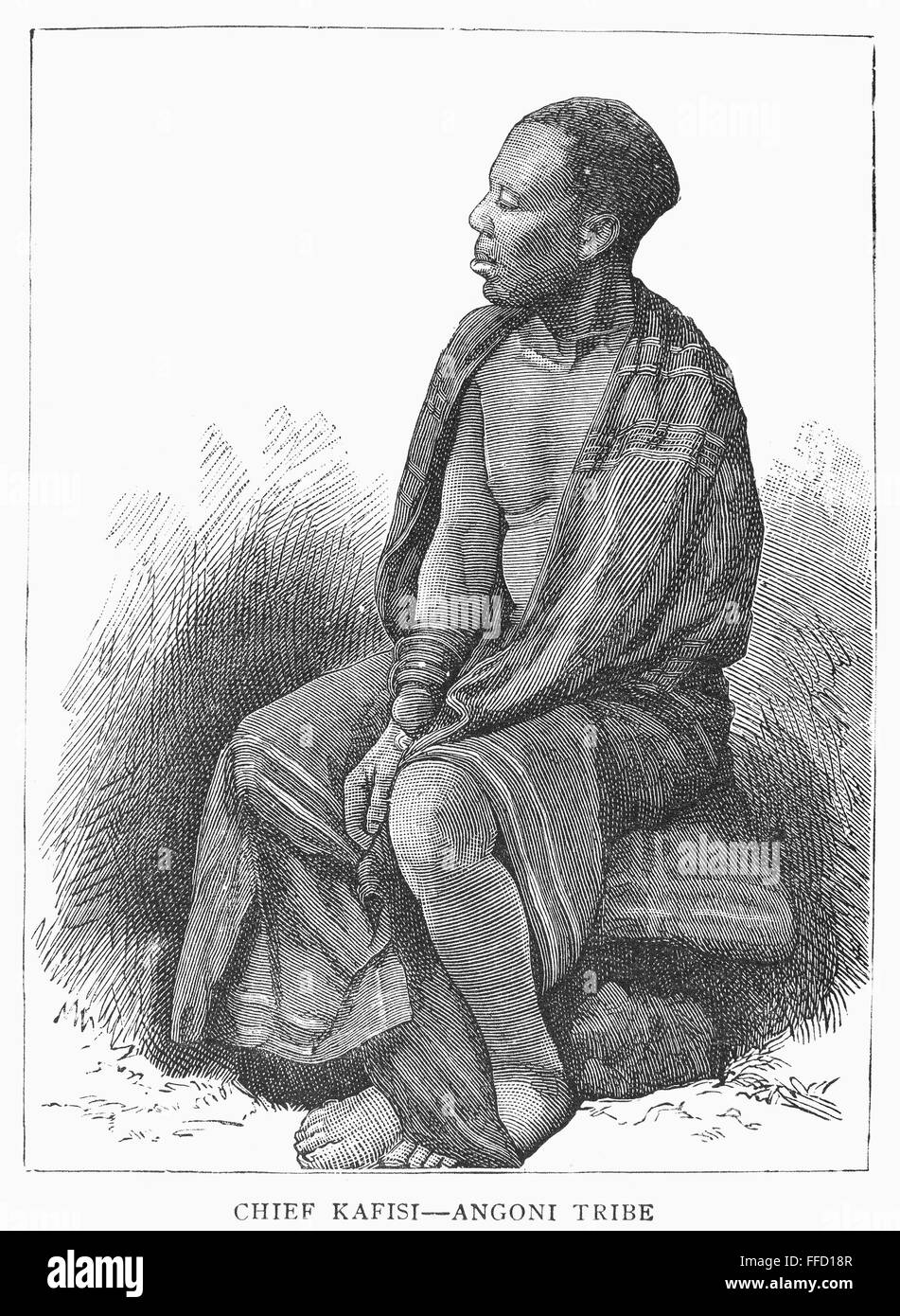 AFRICA: ANGONI CHIEF. /nChief Kafisi of the Angoni, Nyasaland (present ...