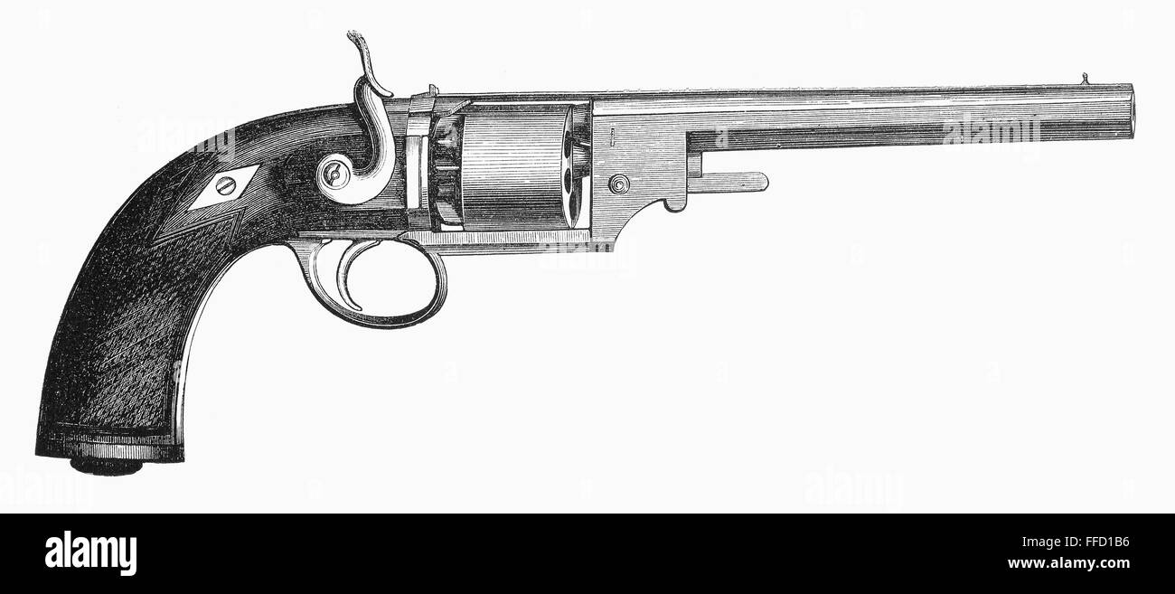 GERMAN REVOLVER, 1856. /nWood engraving, German, 1856 Stock Photo - Alamy