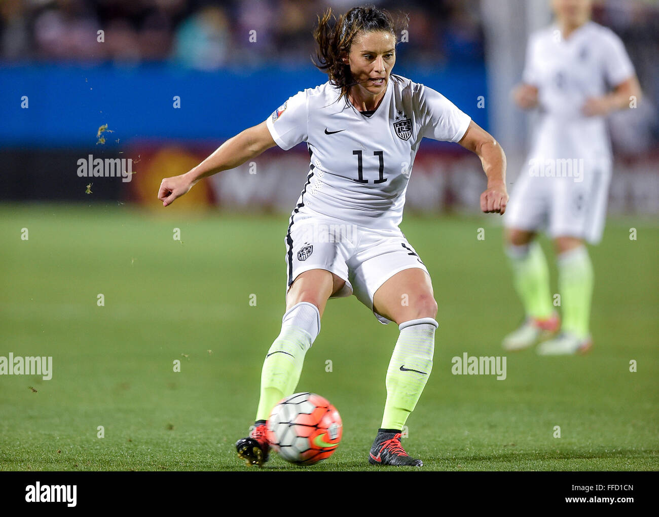 USA Defender Ali Krueger (11) moves the ball forward.during a 2016 ...