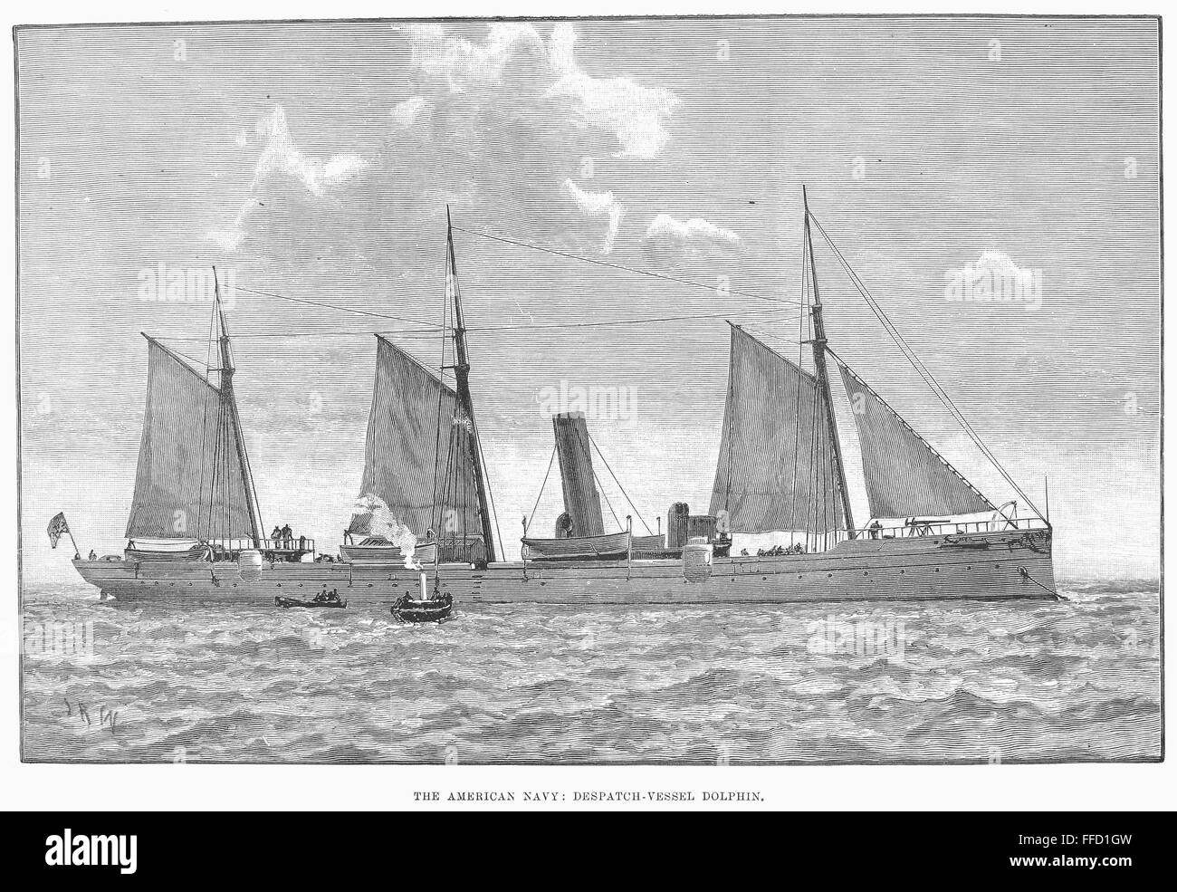 AMERICAN NAVAL SHIP, 1891. /nThe despatch vessel 'Dolphin.' Wood ...