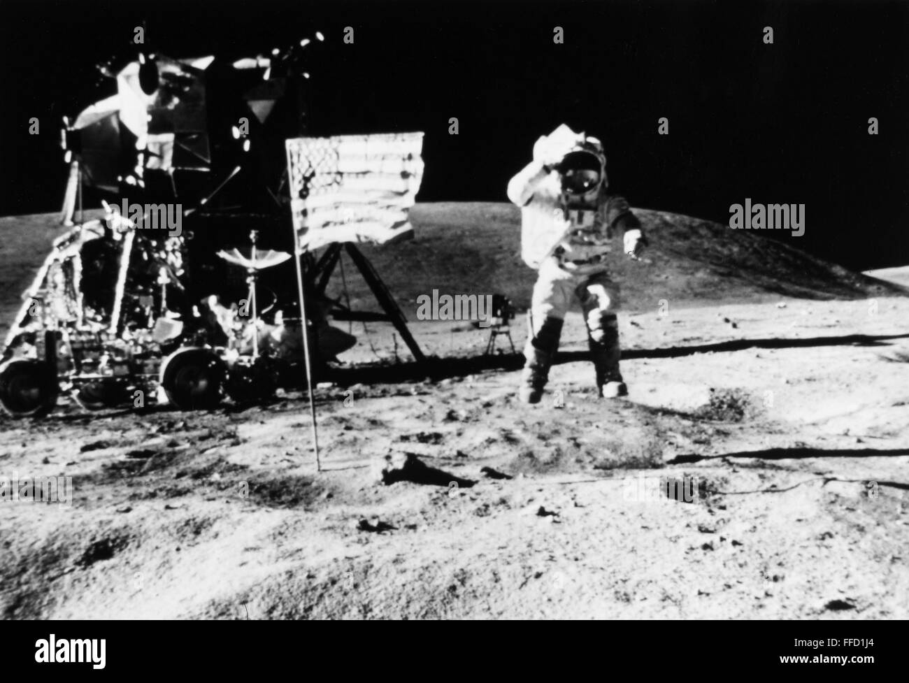 APOLLO 11 LANDING, 1969. /nOne of the astronauts of the Apollo 11 mission, on the moon, 1969 ...