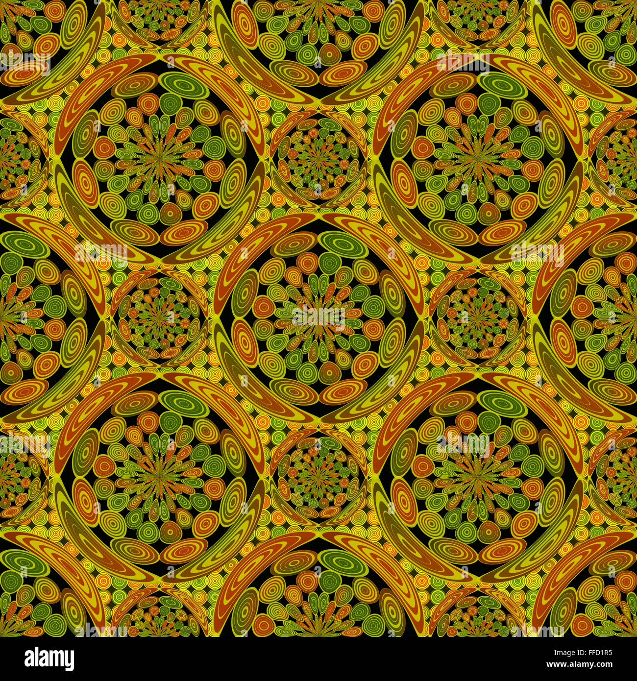 Complex geometric pattern, made entirely with circles, in tones of ...