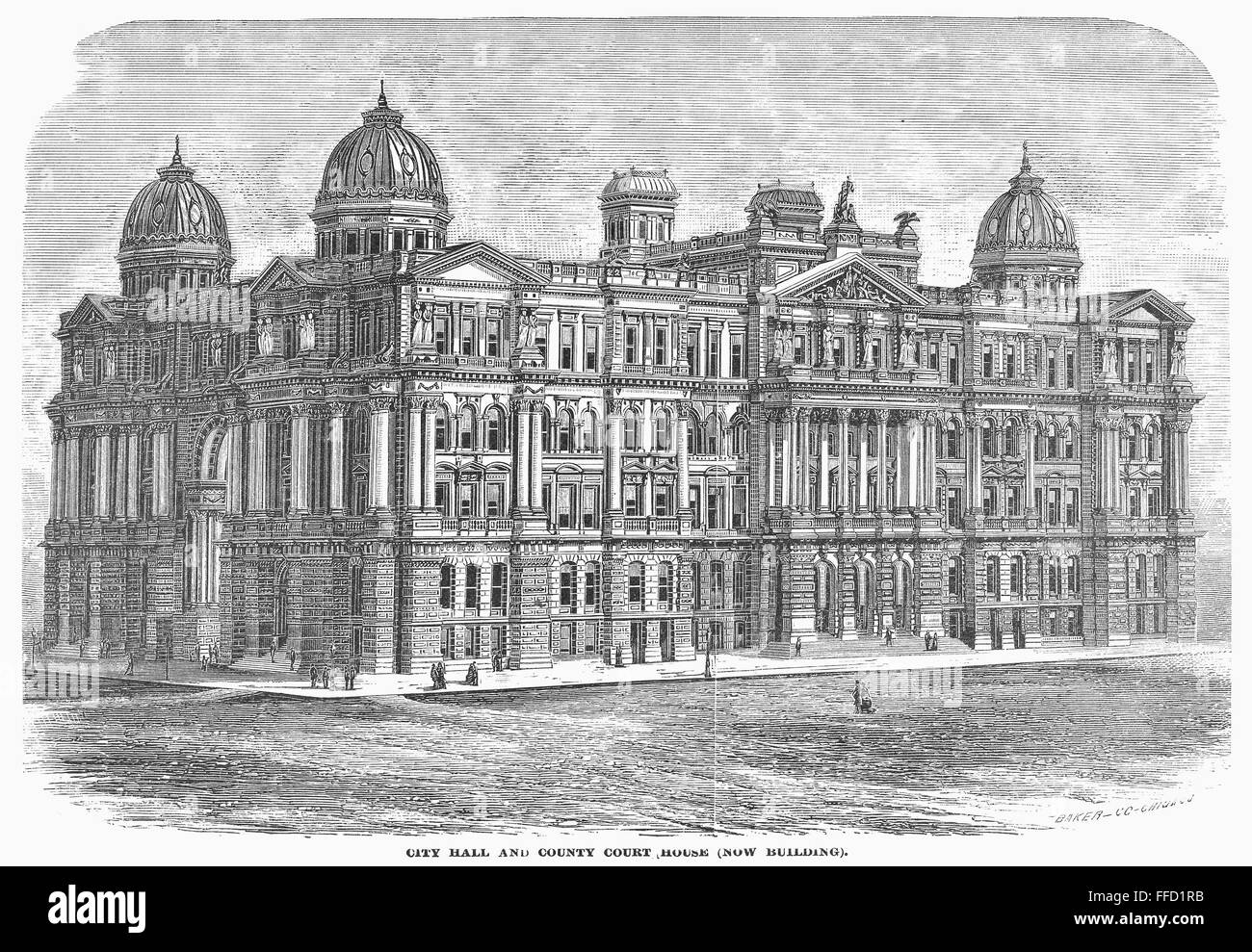 CHICAGO: CITY HALL, 1878. /nCity Hall and County Courthouse at Chicago ...