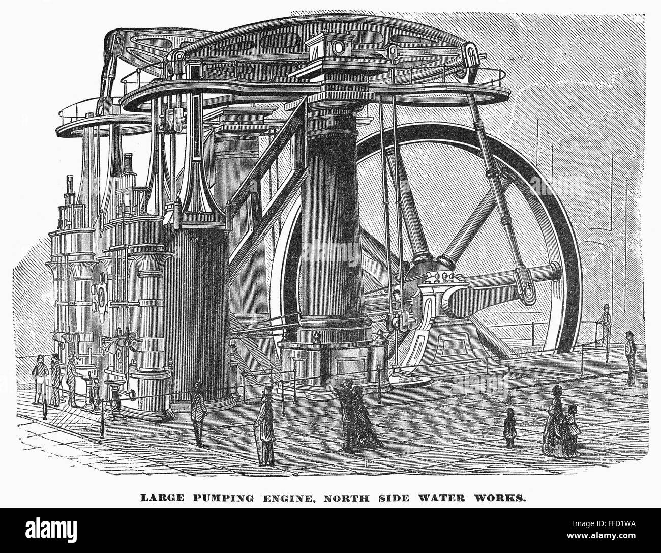 CHICAGO: WATERWORKS, 1878. /nLarge pumping engine in the Chicago ...