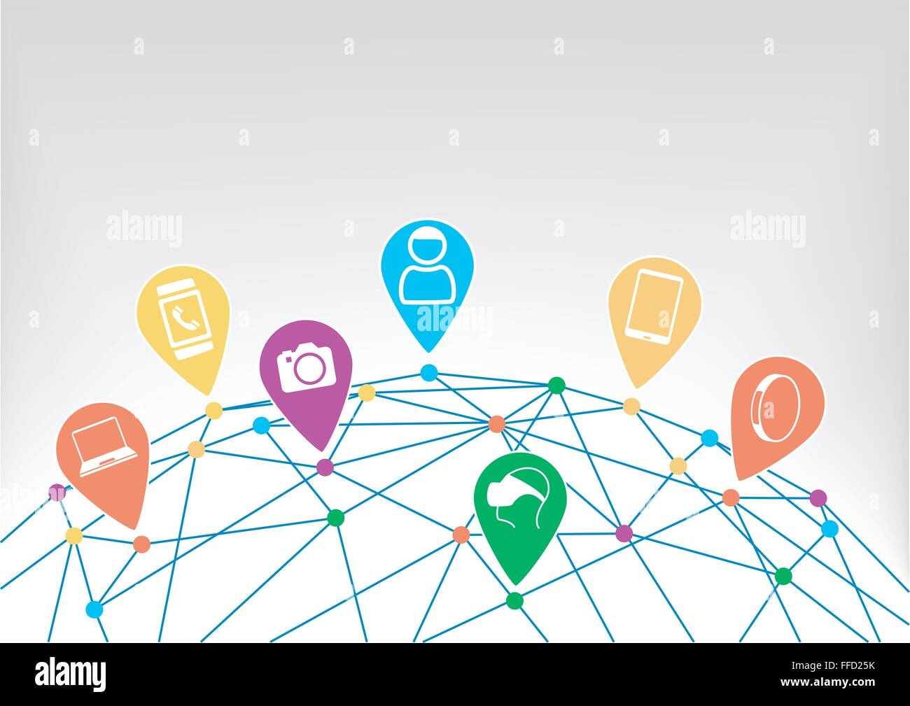 Connected devices with IoT (internet of everything) and network Stock ...