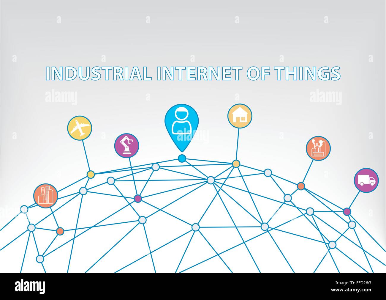 Industrial internet of things background with colorful icons Stock ...