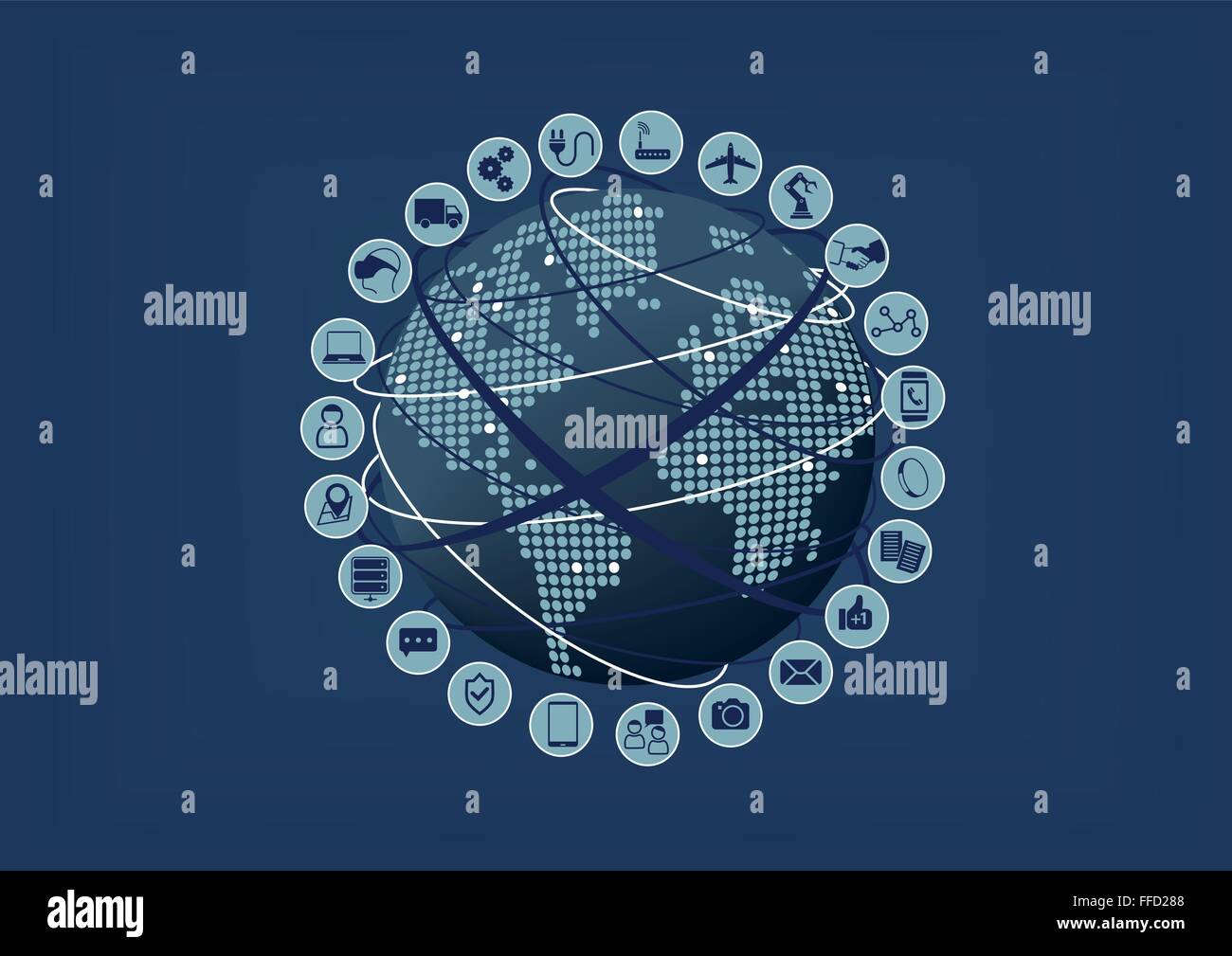 Internet of Things (IoT) connected devices around the world Stock ...