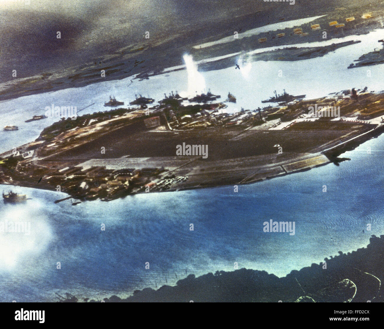 WORLD WAR II: PEARL HARBOR. /nAerial view of the U.S. naval base at ...