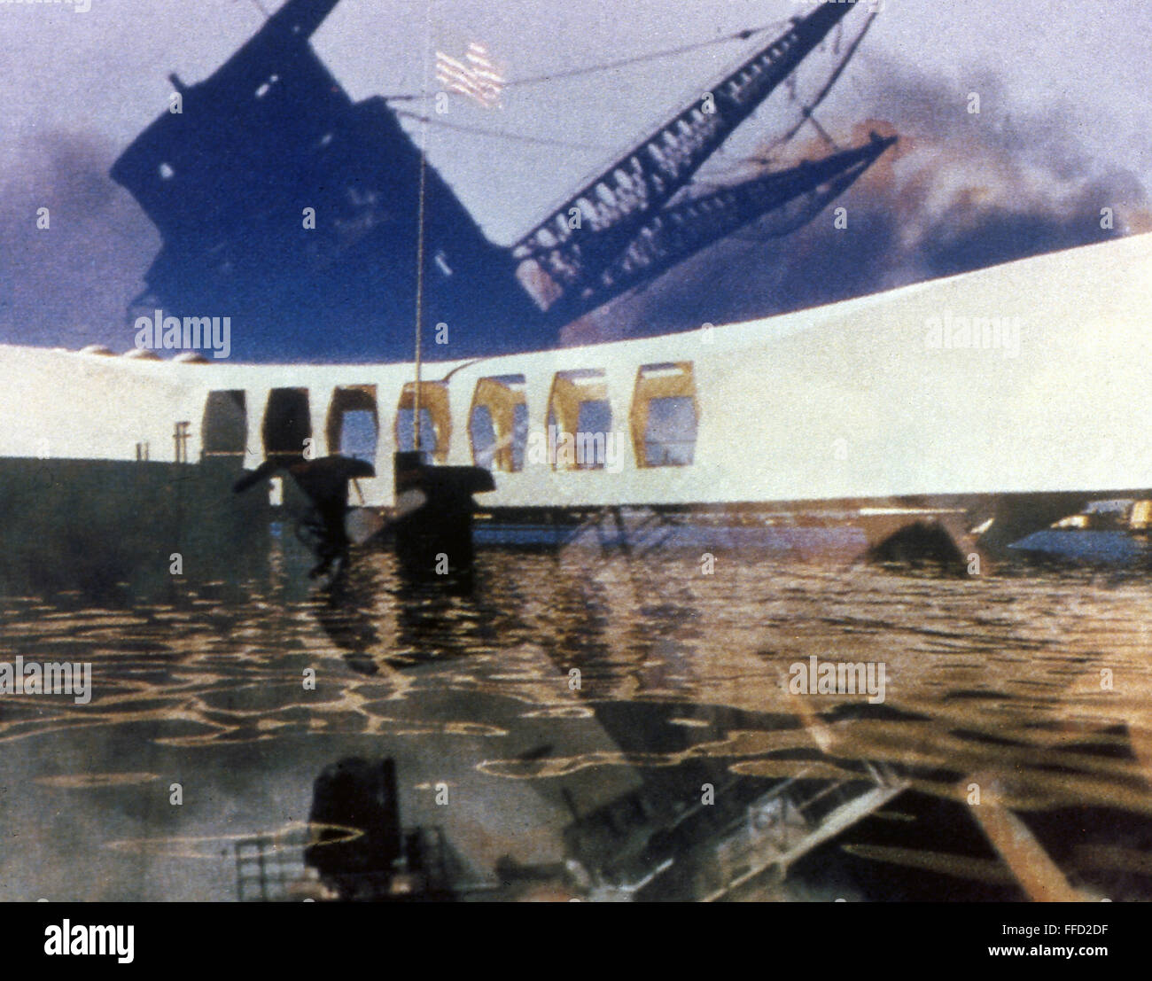 WORLD WAR II: PEARL HARBOR. /nComposite photograph of the USS Arizona ...