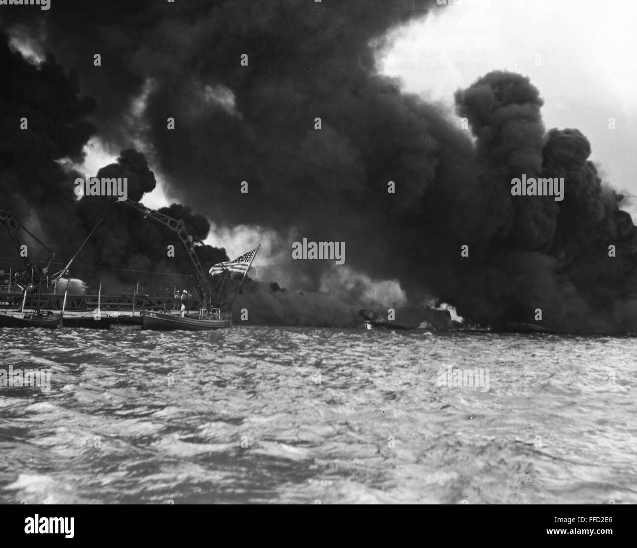 WORLD WAR II: PEARL HARBOR. /nThe USS West Virginia following the ...