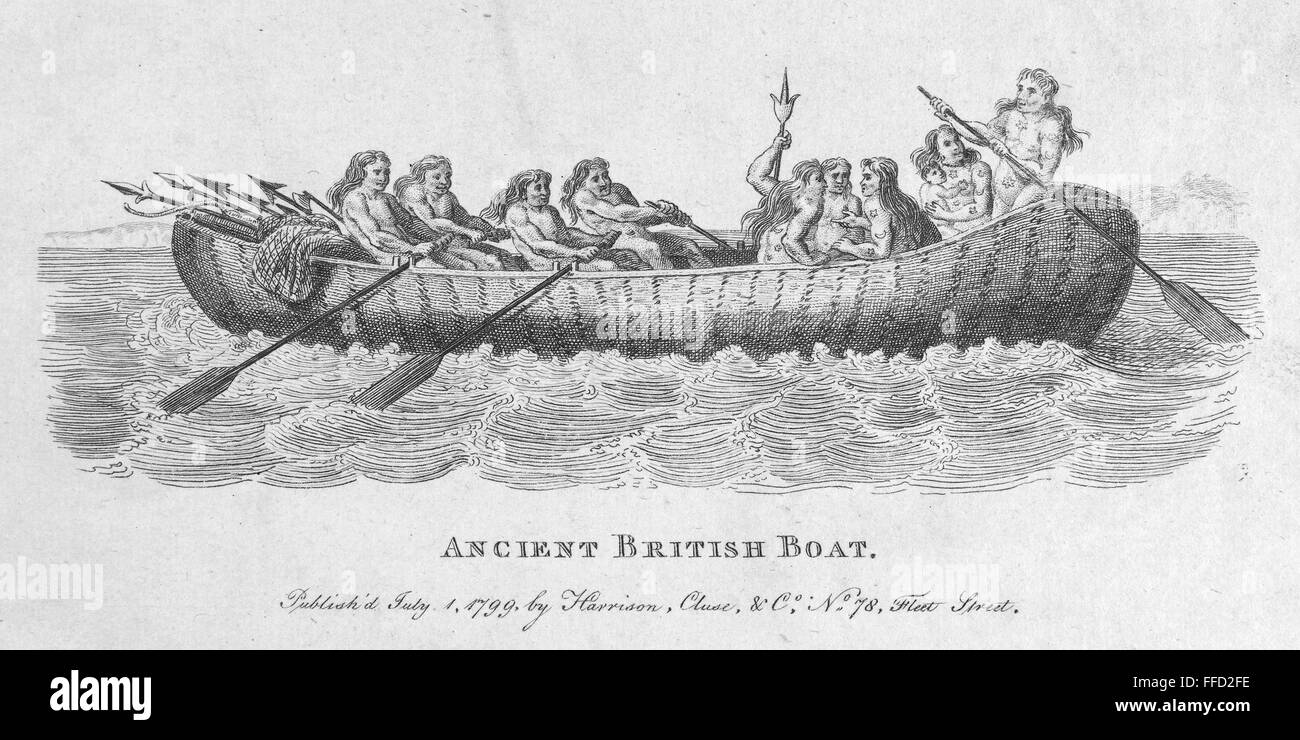 PICTISH BOAT. /n'Ancient British Boat.' Copper engraving, English, 1799 ...
