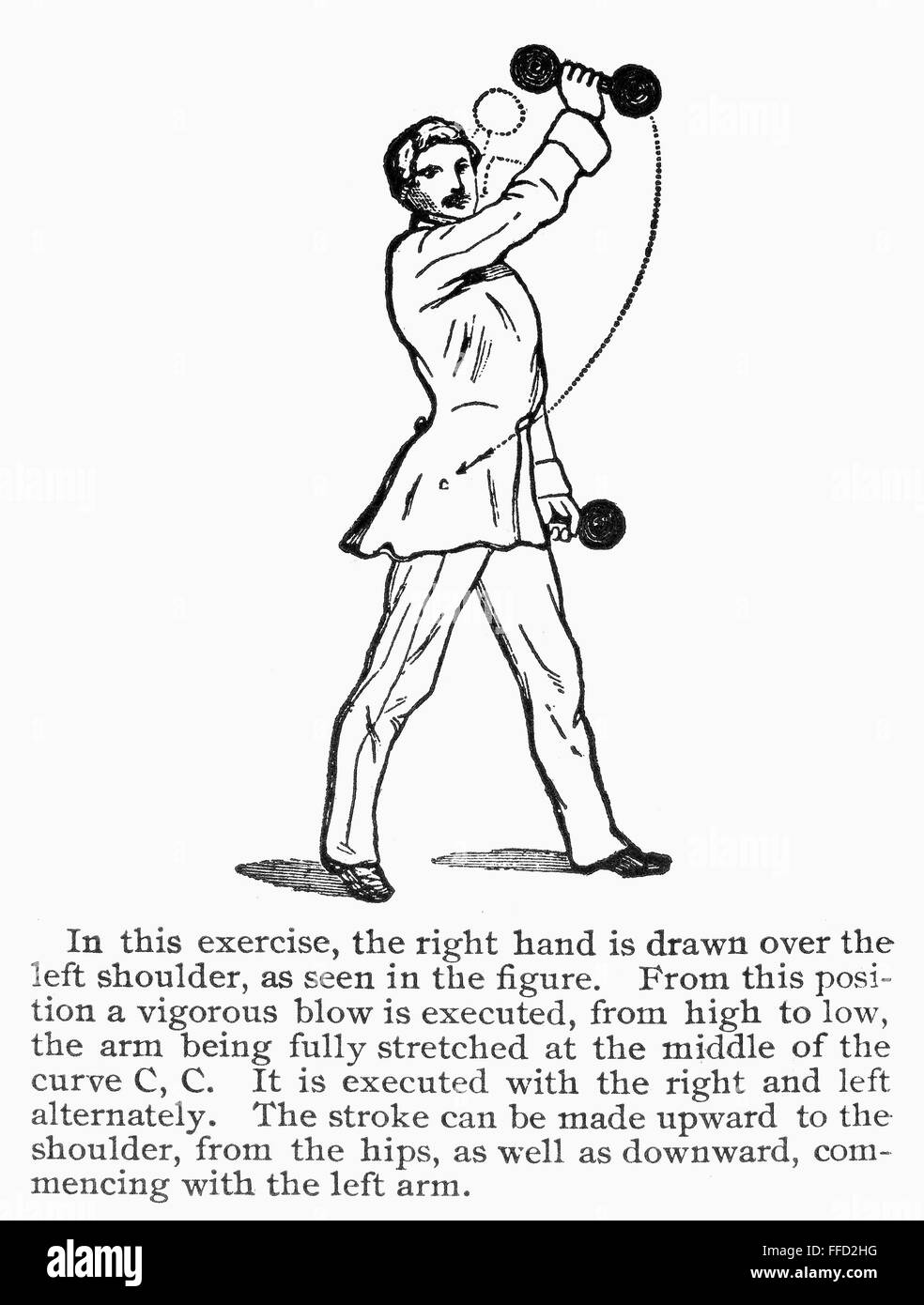 EXERCISE, 19th CENTURY. /nWeight training using dumbbells. Illustration ...