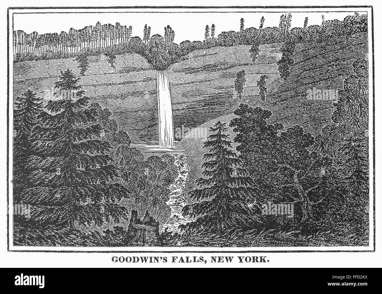 NEW YORK: WATERFALL. /nGoodwin's Falls, New York. Wood engraving, c1840 ...