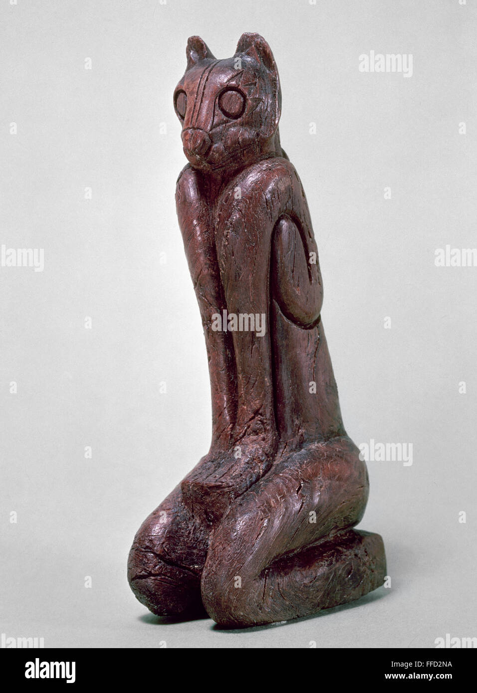KEY DWELLERS: CAT FIGURE. /nSeated cat figure, carved wood sculpture ...