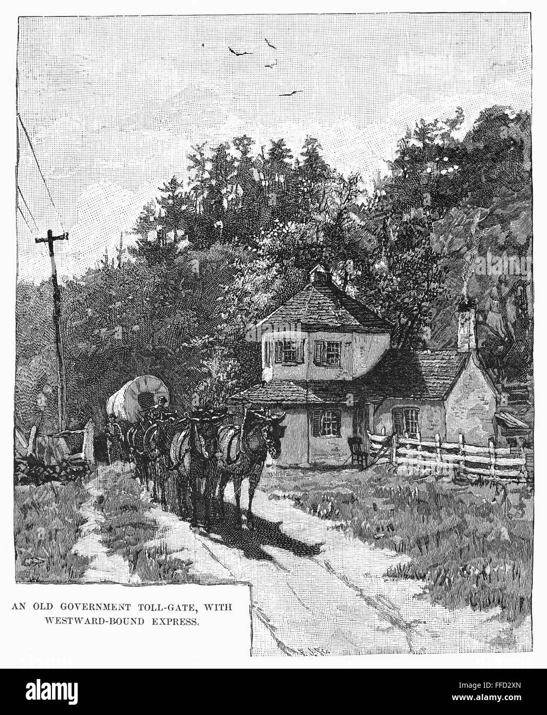 TOLL GATE, 1879. /n'An old Government Toll Gate with Westward-Bound ...