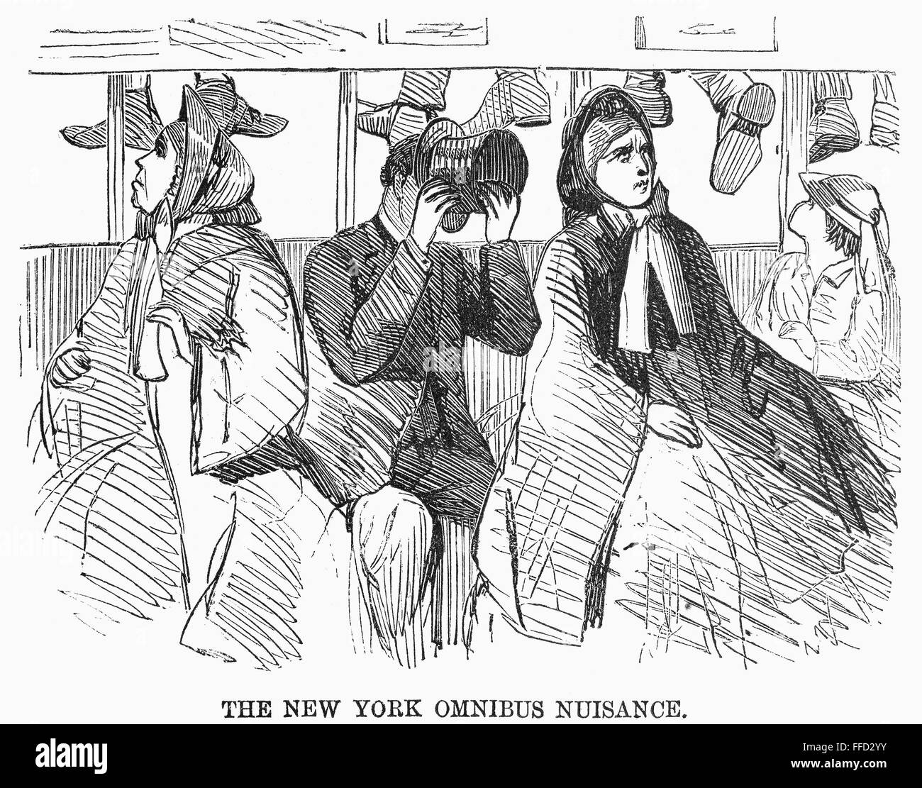 OMNIBUS NUISANCE, 1863. /nA problem with the double-decker, horse-drawn ...