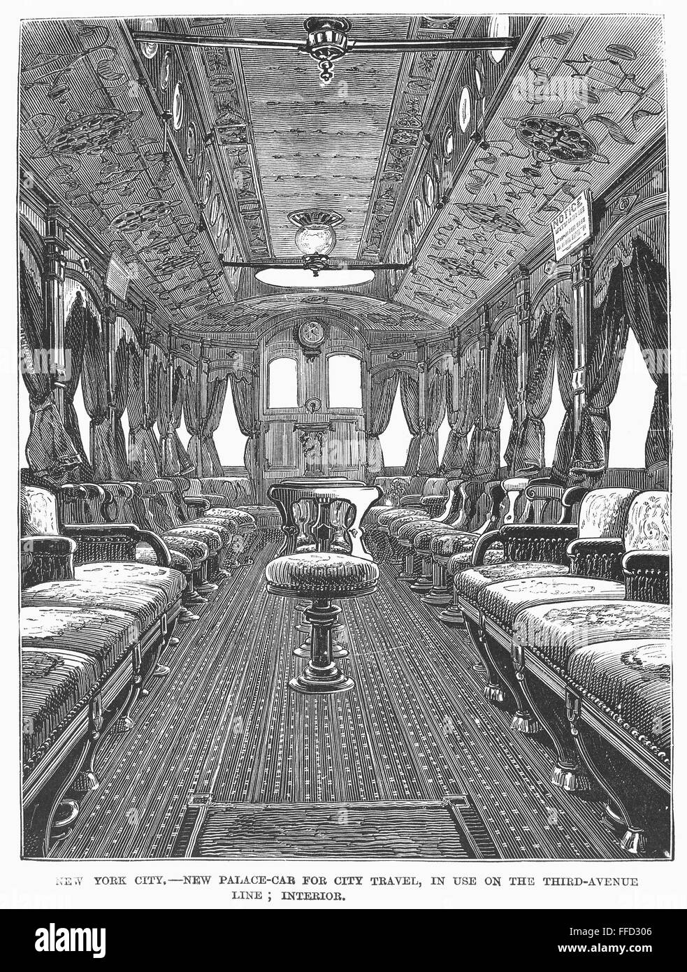 STREET RAILWAY CAR, 1871. /nInterior of the Pullman Company's Palace ...