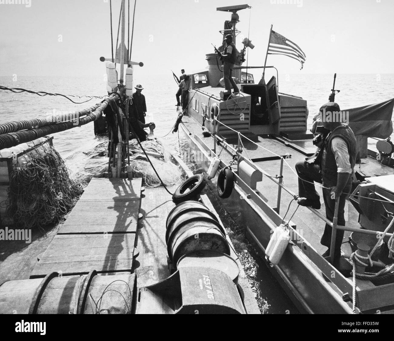 VIETNAM WAR: SWIFT BOAT. /nA U.S. Navy Swift boat pulls alongside a ...