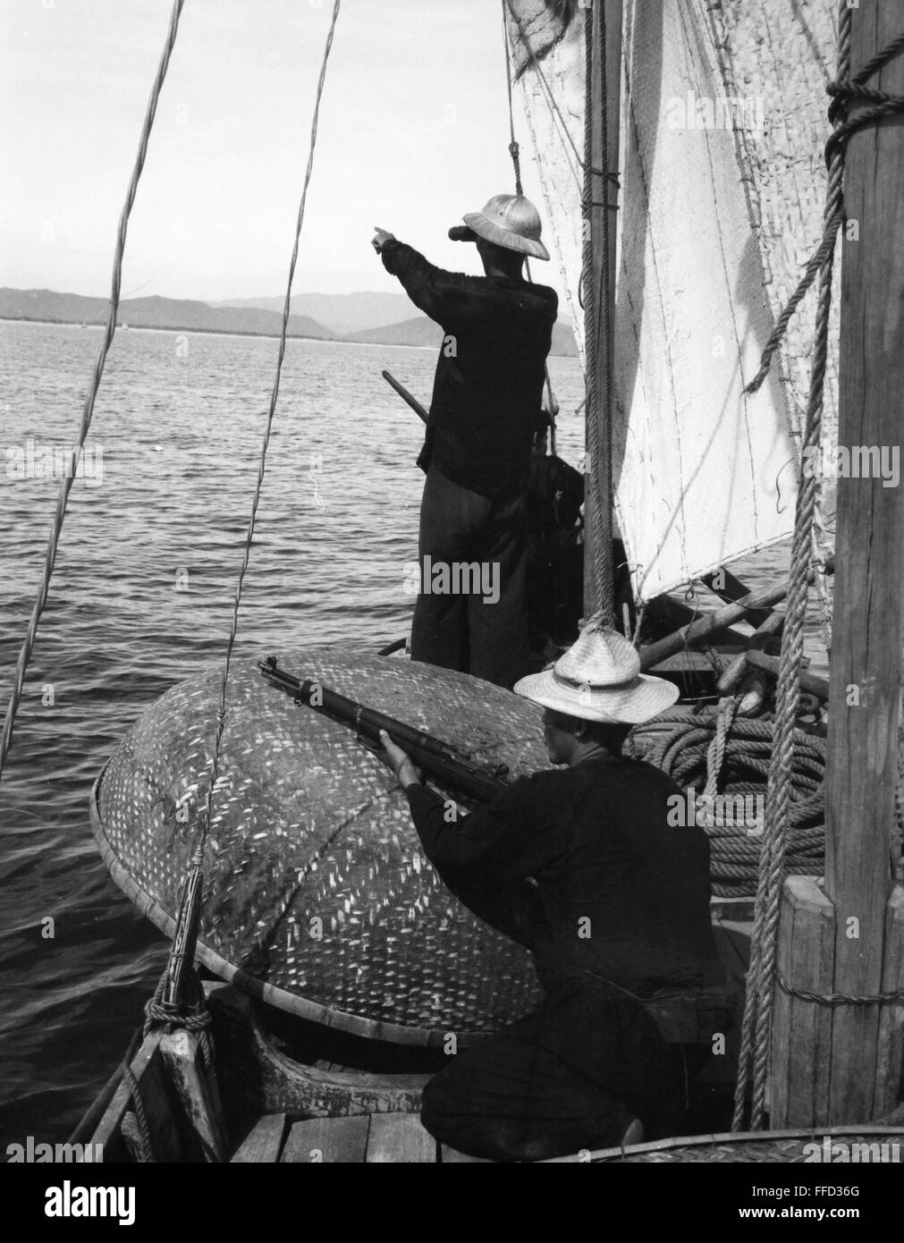 VIETNAM WAR: JUNK PATROL. /nA Vietnamese Navy junk patrols waters off ...