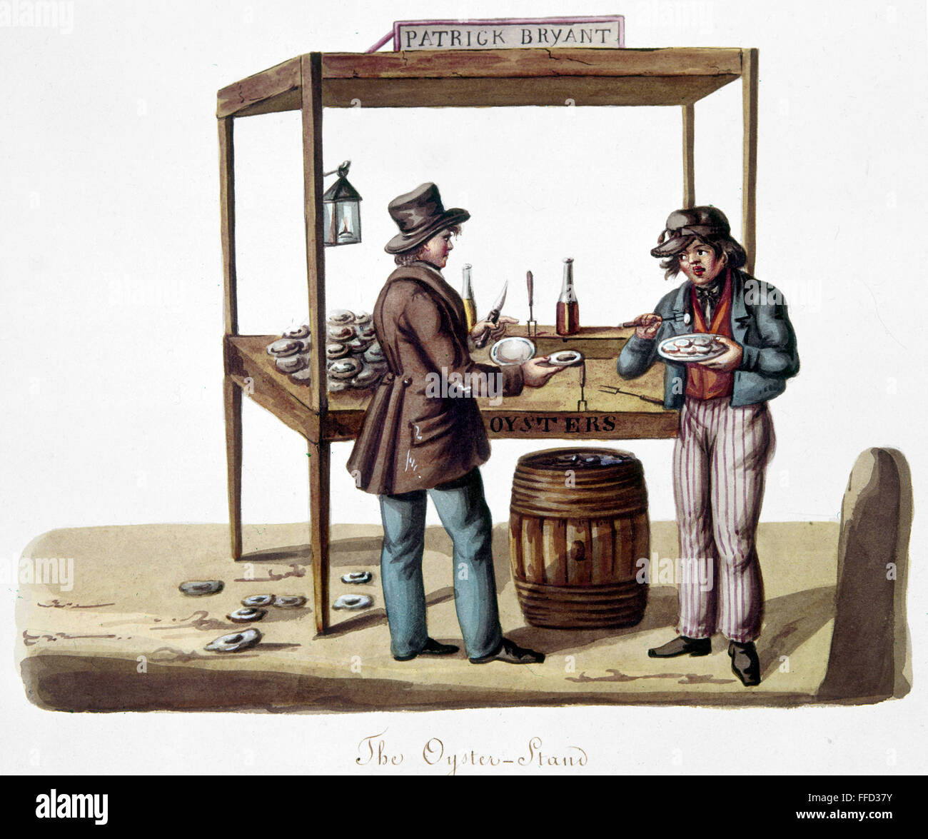 NEW YORK: OYSTER STAND. /nPatrick Bryant's Oyster Stand in New York ...