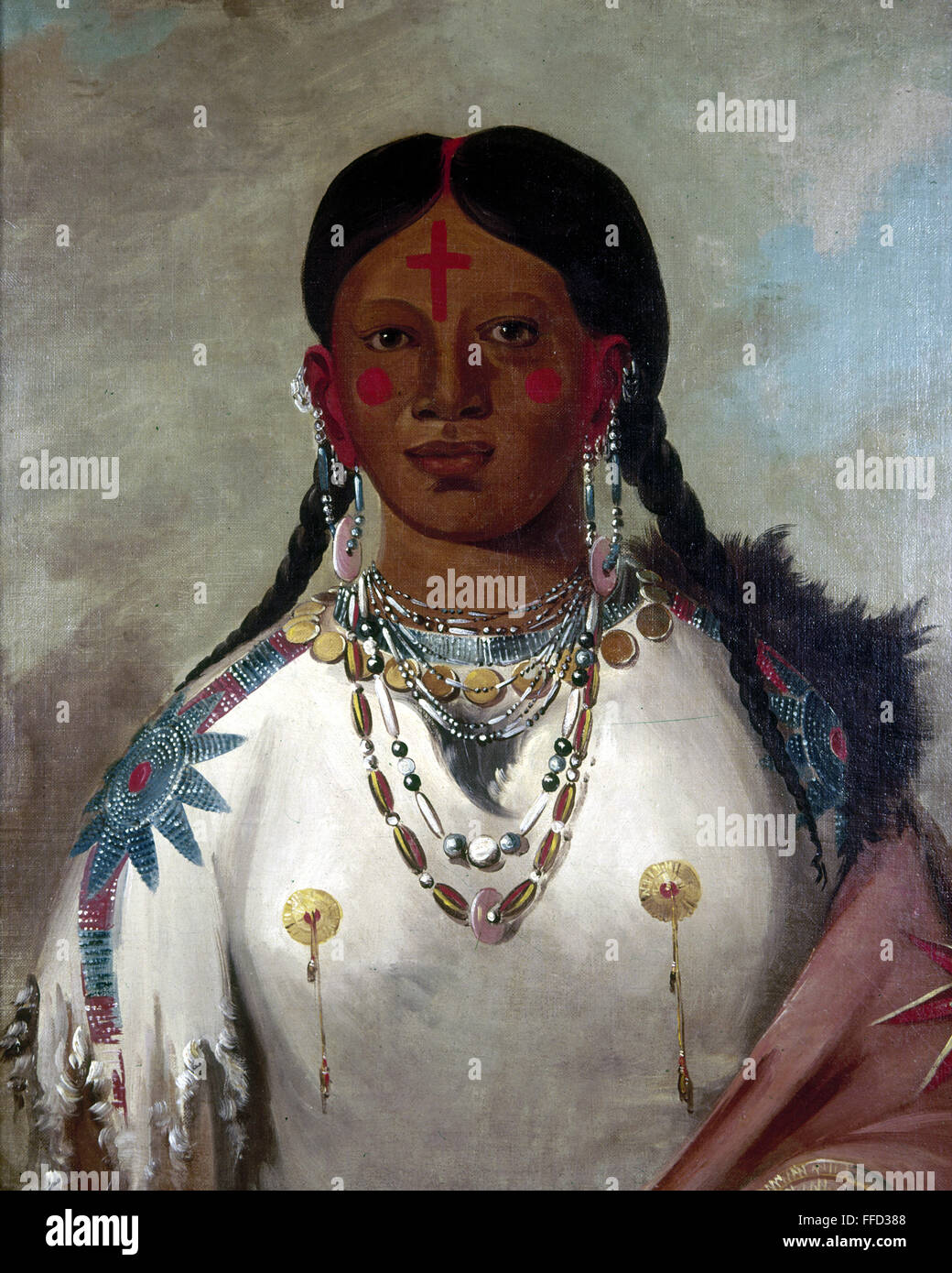 CHEYENNE WOMAN, 1830s. /nShe Who Bathes Her Knees, a Christian convert ...