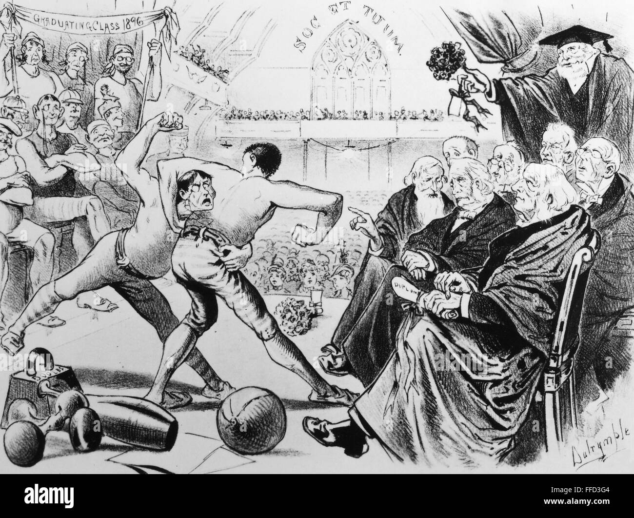 CARTOON: COLLEGE ATHLETICS. /n'Soc Et Tuum.' American cartoon, 1896, by ...