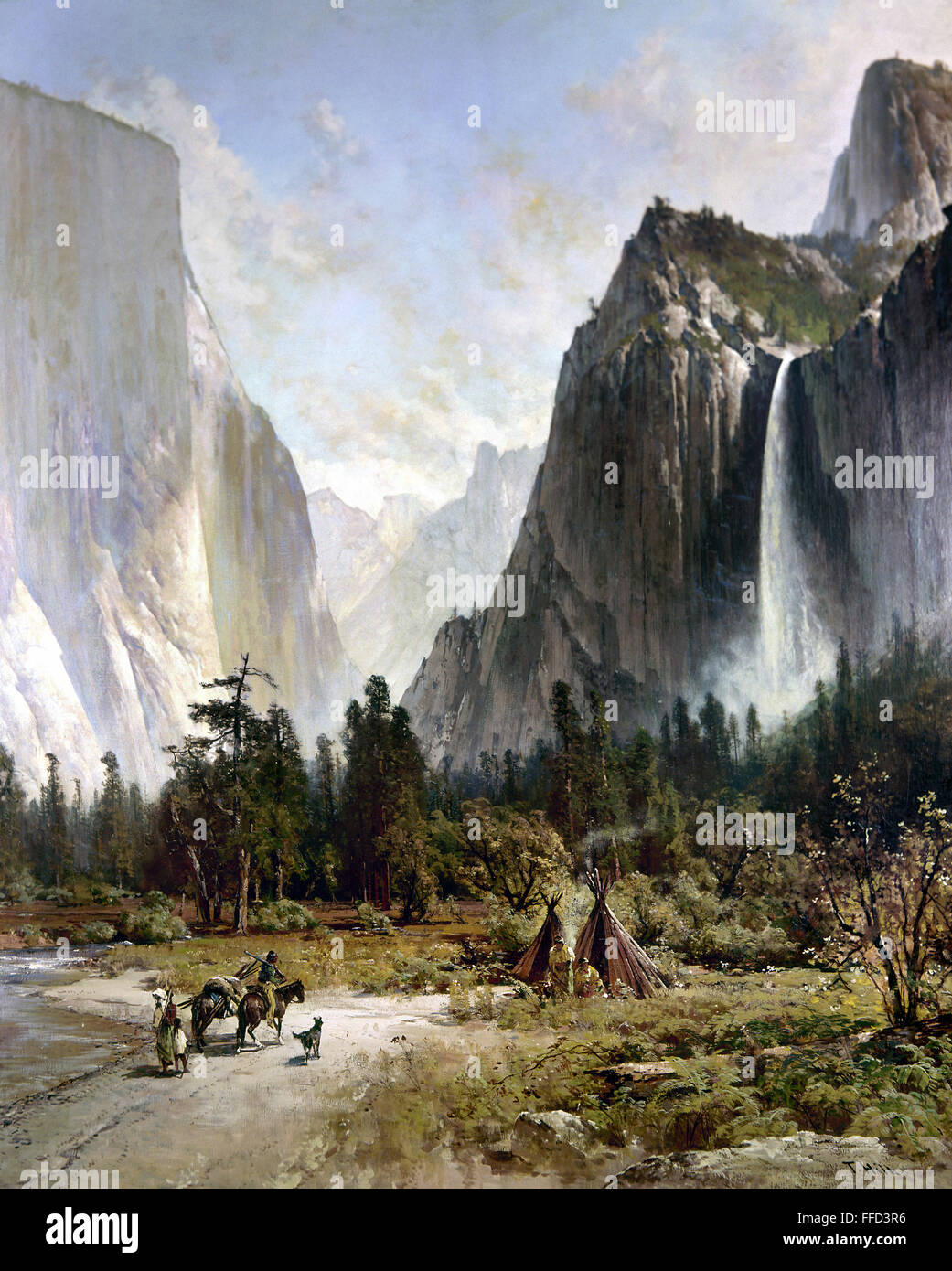 YOSEMITE VALLEY, c1860. /nA Native American hunter returning to his ...