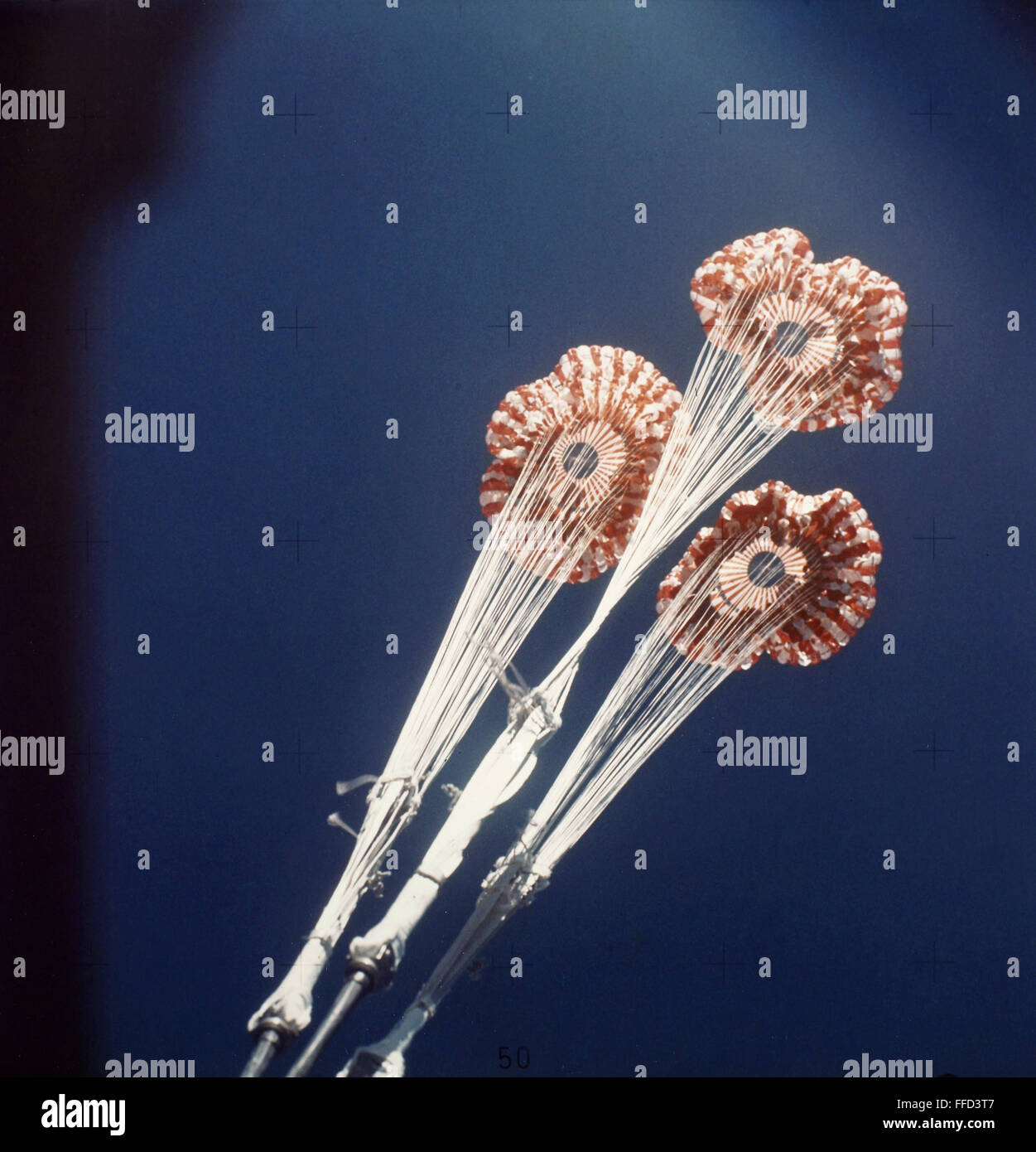 SKYLAB 3: DESCENT, 1973. /nThe three main parachutes of the Skylab 3 ...